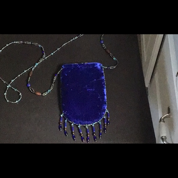 Bags | Beaded Turtle Motif On Blue Purple Velvet Crossbody Purse | Poshmark